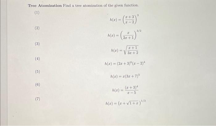 Solved Tree Atomization Find a tree atomization of the given | Chegg.com