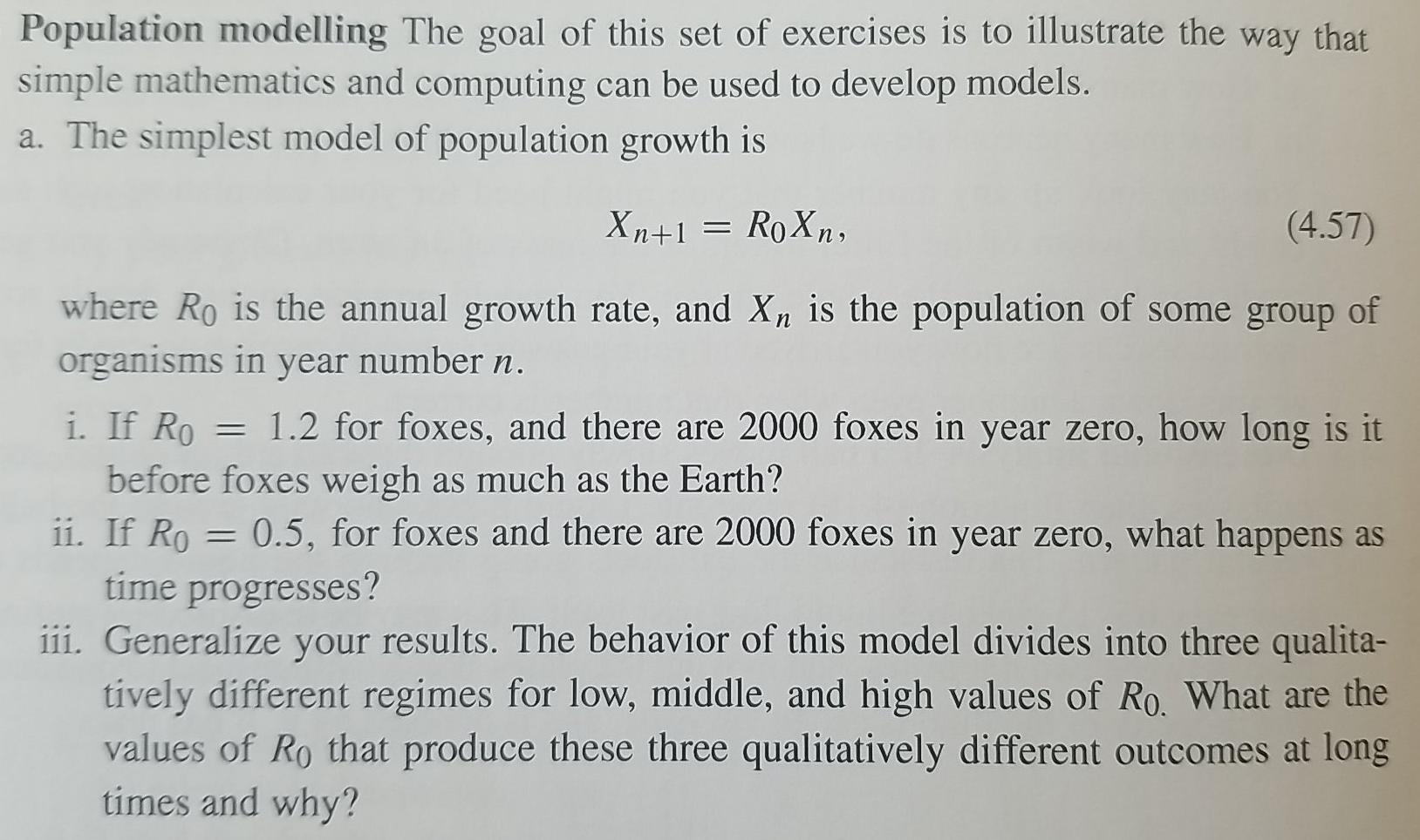 Solved Population modelling The goal of this set of | Chegg.com