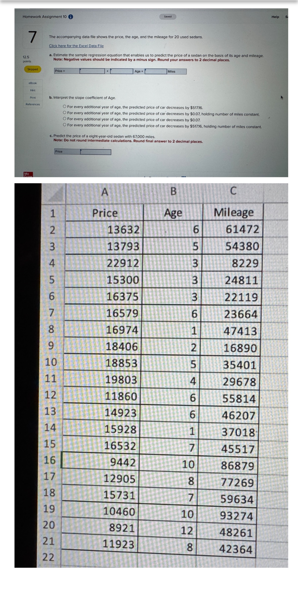 Solved Homework Assignment 10 I 7the Accompanying Data File