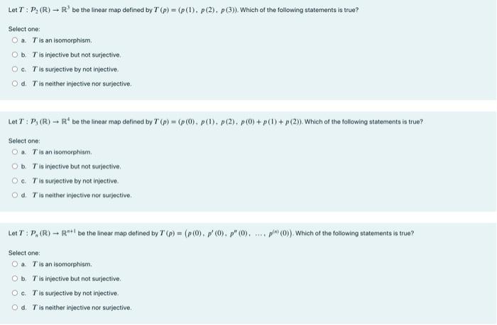 Solved Let T:p2(R)→R3 be the linear map defined by | Chegg.com