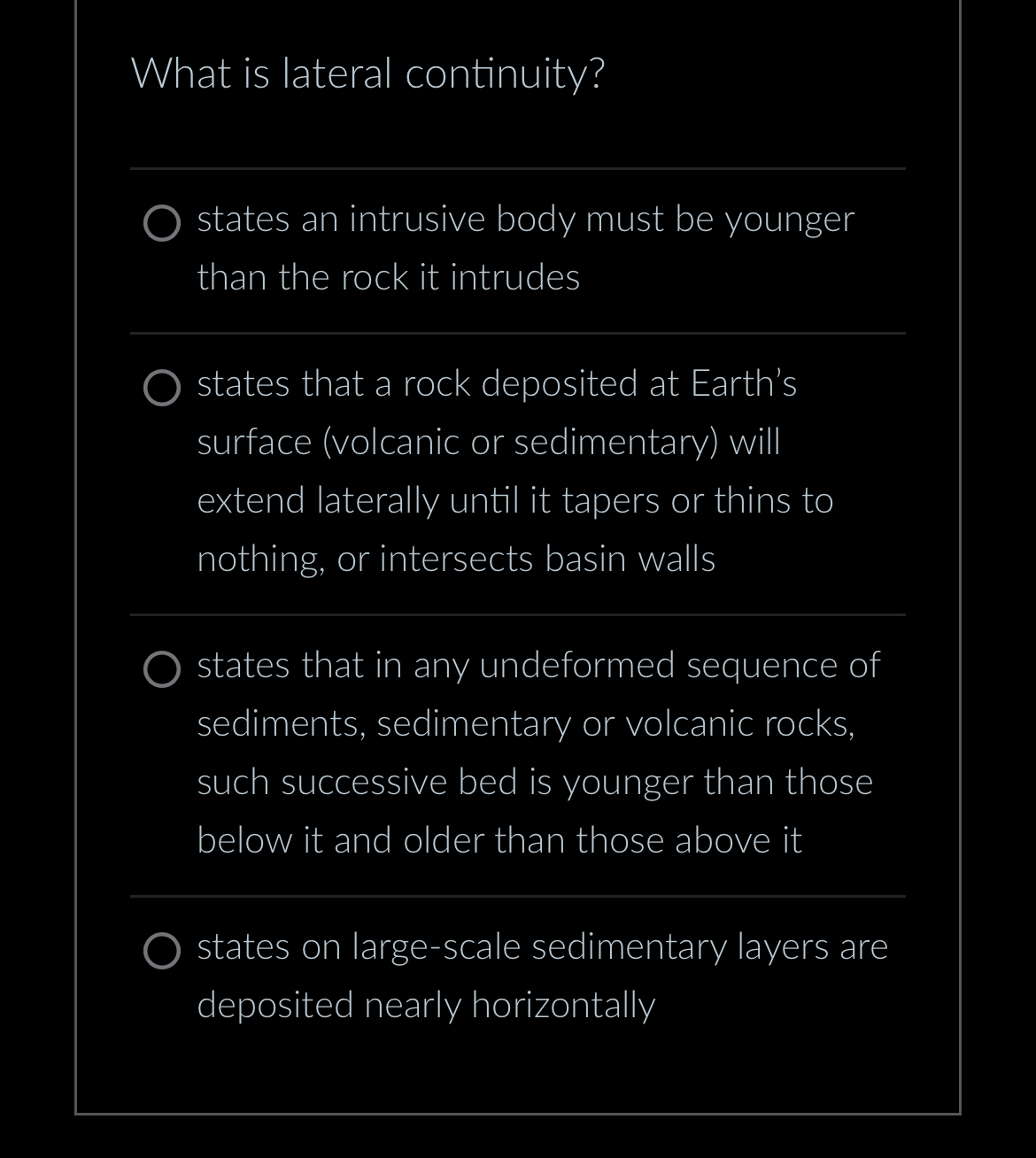 Solved What is lateral continuity?q,states an intrusive body | Chegg.com