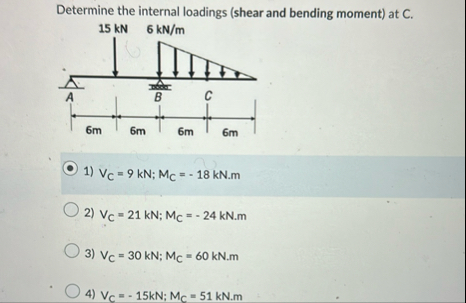 Solved Determine the internal loadings (shear and bending | Chegg.com