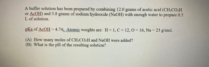 Solved A buffer solution has been prepared by combining 12.0 | Chegg.com