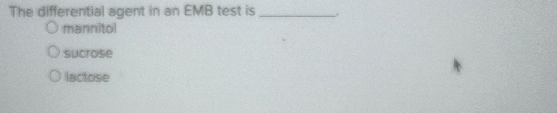 Solved The differential agent in an EMB test | Chegg.com