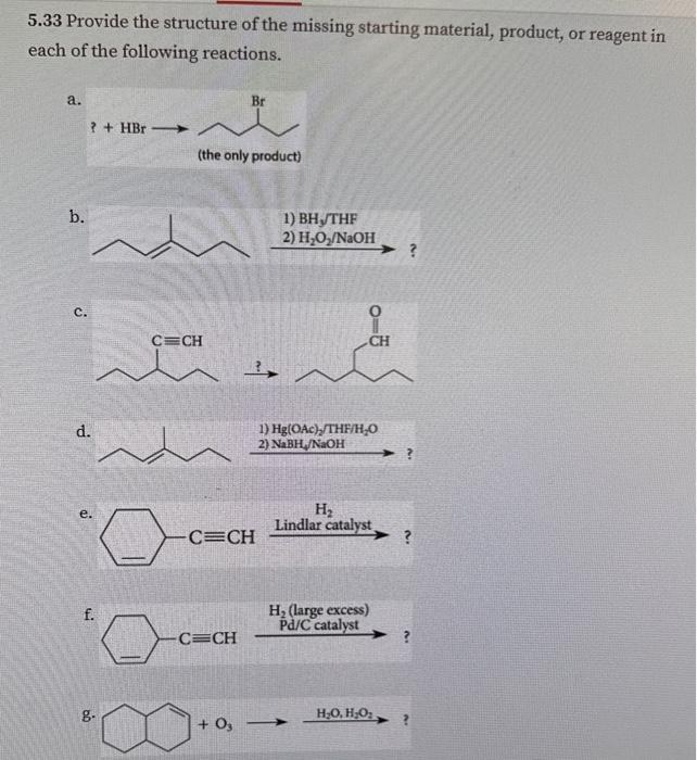 Solved 5.33 Provide the structure of the missing starting | Chegg.com