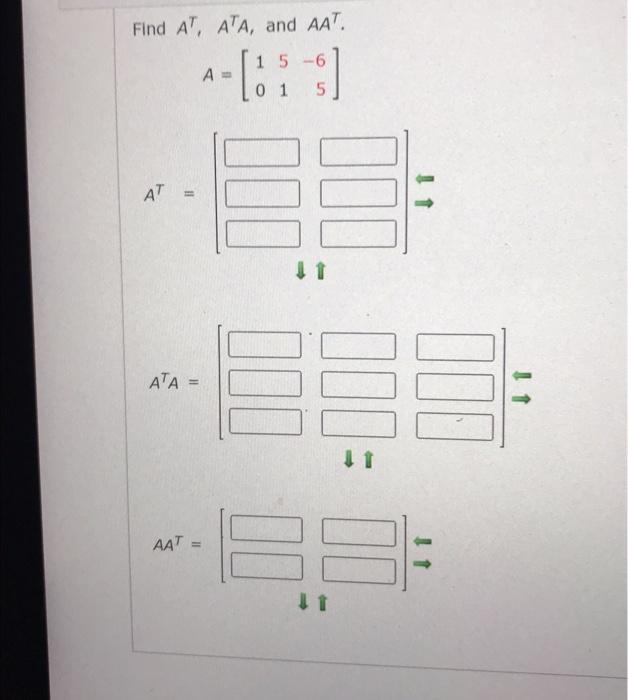 Solved Find AT,ATA, and AAT. | Chegg.com
