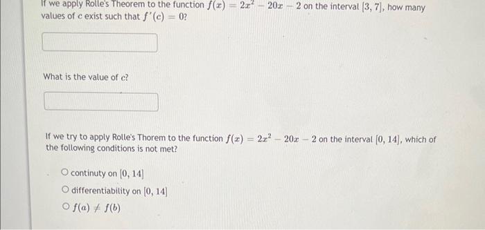 Solved If we apply Rolle's Theorem to the function | Chegg.com