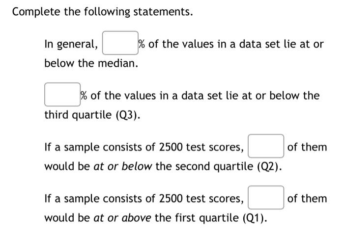 Solved Complete the following statements. In general, % of | Chegg.com