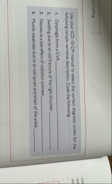 Solved Use your ICD-10-CM manual to select the correct | Chegg.com