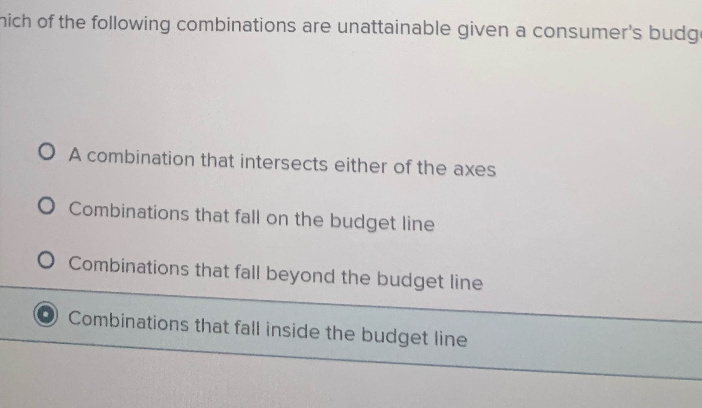 Solved hich of the following combinations are unattainable | Chegg.com