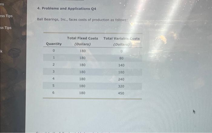 Solved 4. Problems and Applications Q4 Ball Bearings, Inc, | Chegg.com
