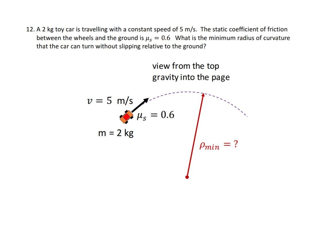 Solved 12. A 2 kg toy car is travelling with a constant | Chegg.com