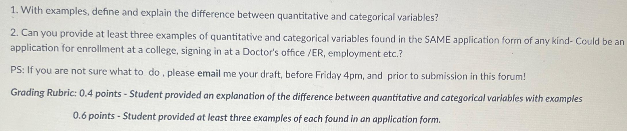 Solved With examples, define and explain the difference | Chegg.com