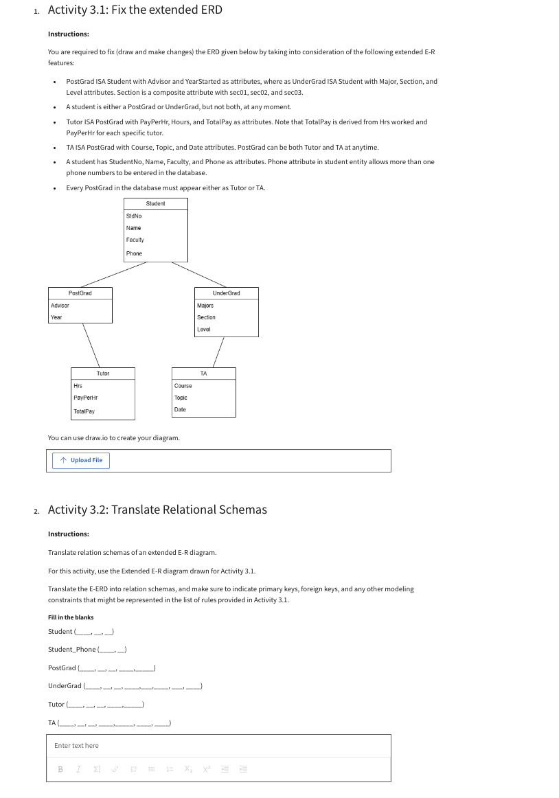 Solved Activity 3.1: Fix the extended ERDInstructions:You | Chegg.com