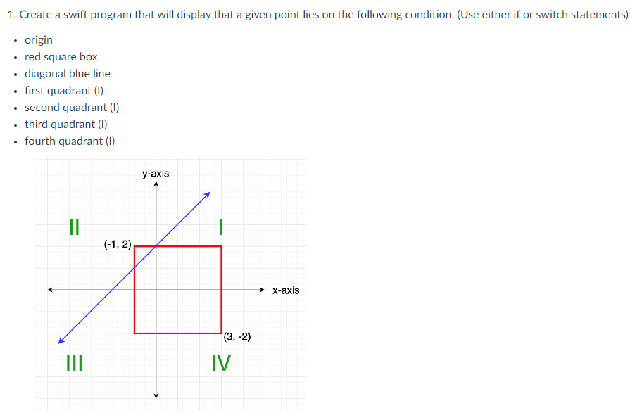 Solved 1. ﻿Create a swift program that will display that a | Chegg.com
