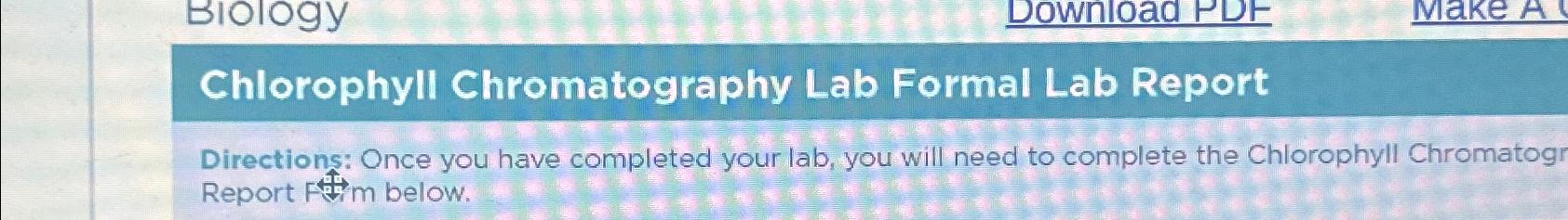 Solved Chlorophyll Chromatography Lab Formal Lab | Chegg.com