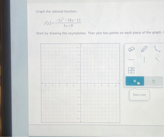 Solved Graph the rational function. f(x)=3x+9−2x2−18x−12 | Chegg.com