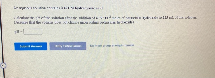 Solved An aqueous solution contains 0.424 M hydrocyanic | Chegg.com