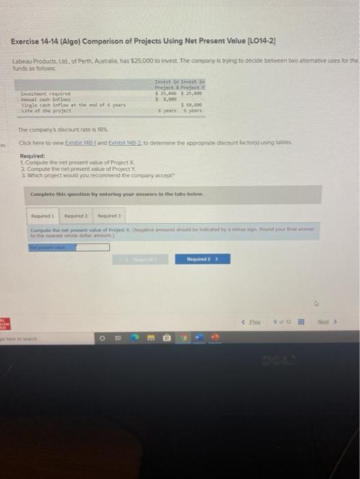 Solved Exercise 14-14 [Algo) Comparison of Projects Using | Chegg.com