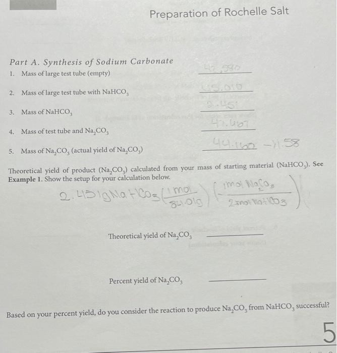 Solved Preparation of Rochelle Salt Part A. Synthesis of | Chegg.com