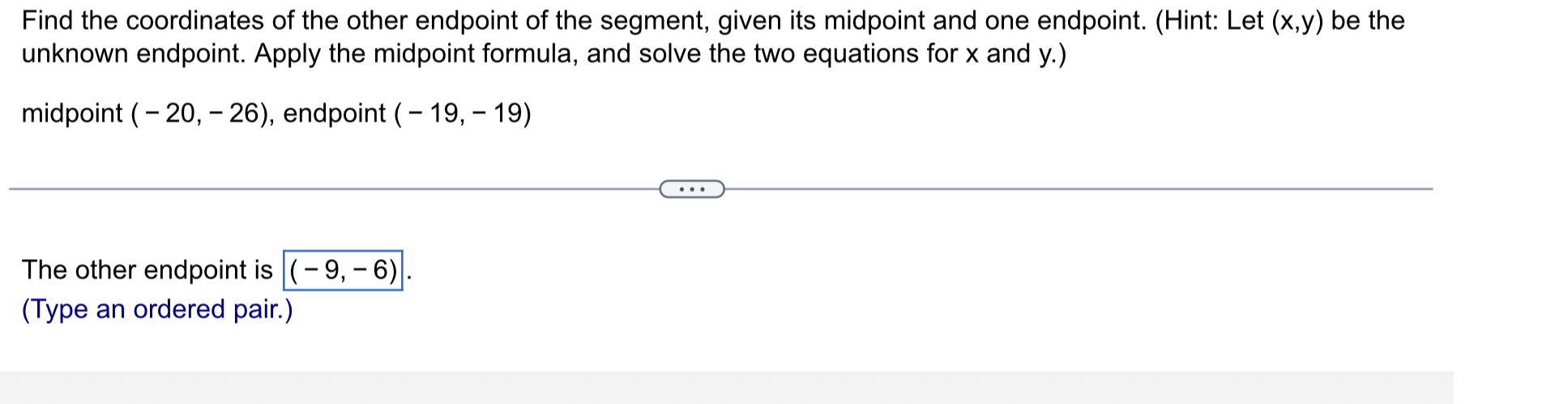 Solved Find the coordinates of the other endpoint of the | Chegg.com