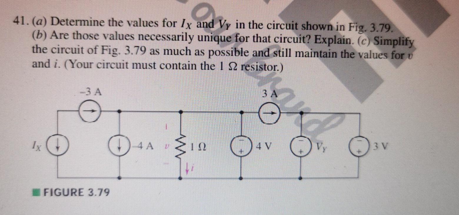 Solved 41. (a) Determine the values for Ix and Vy in the | Chegg.com