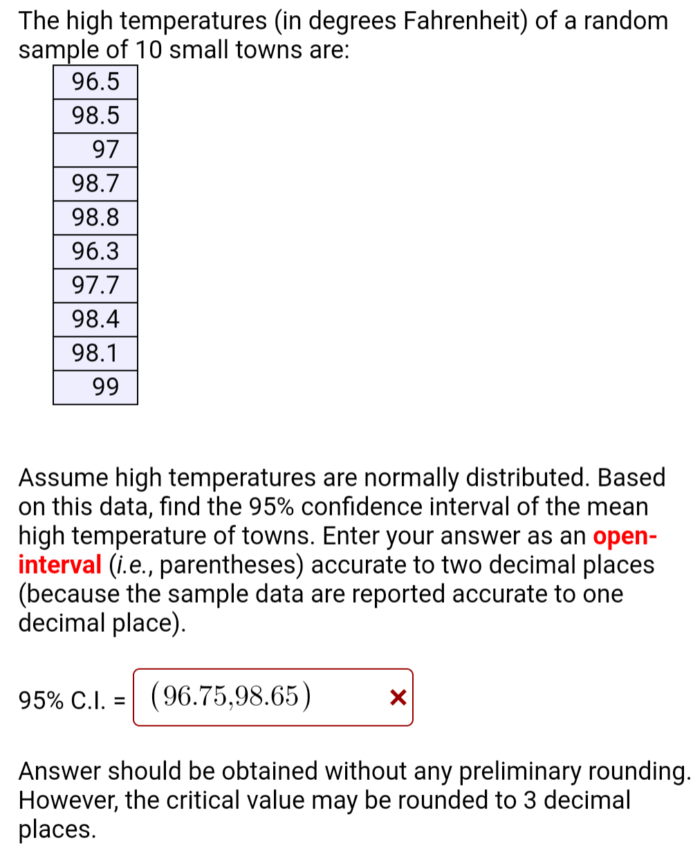 Solved The high temperatures (in degrees Fahrenheit) ﻿of a | Chegg.com