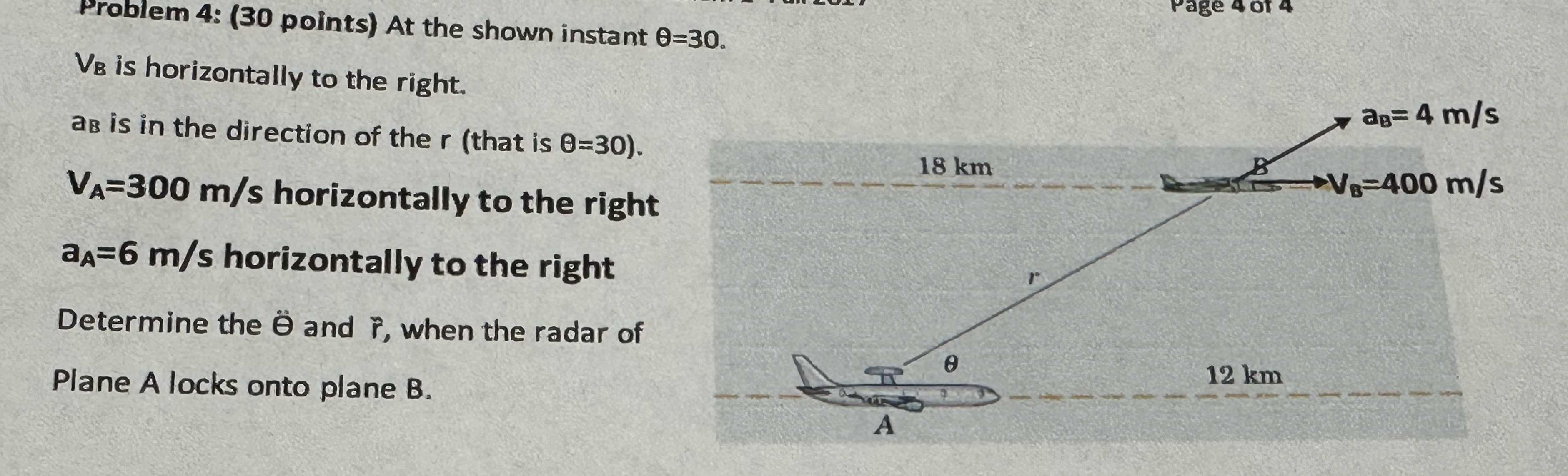 Solved Problem 4: (30 ﻿points) ﻿At the shown instant θ=30.VB | Chegg.com