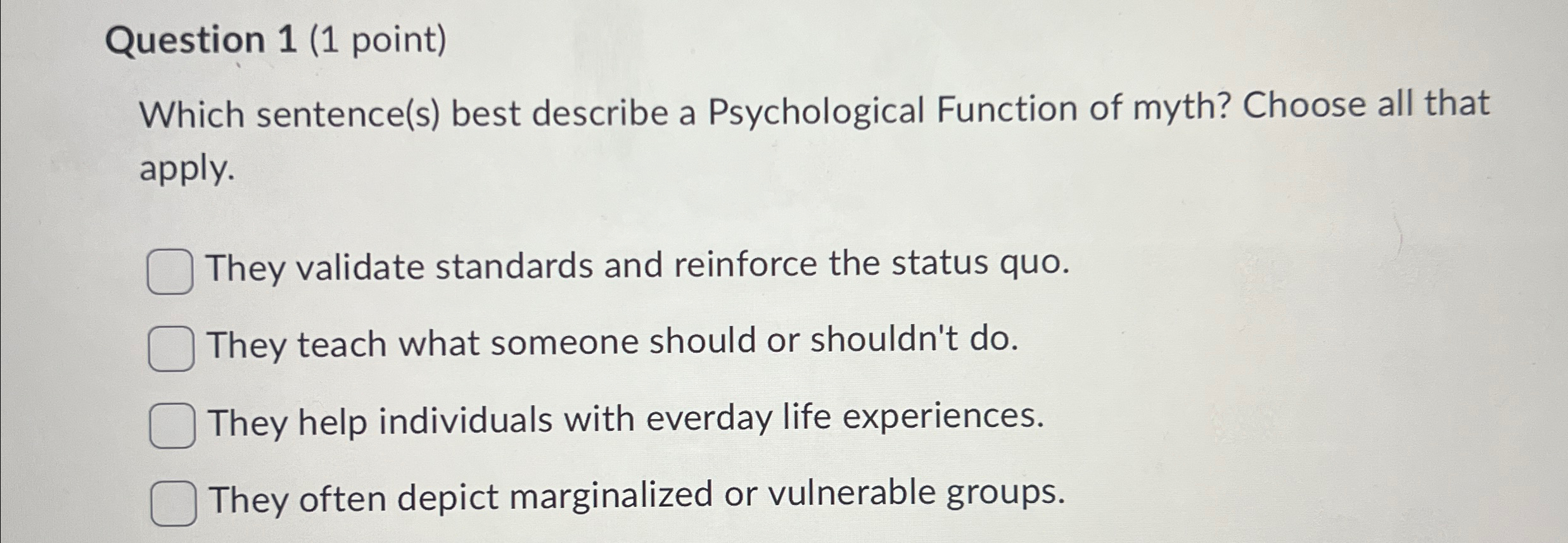 Solved Question 1 (1 ﻿point)Which sentence(s) ﻿best describe | Chegg.com