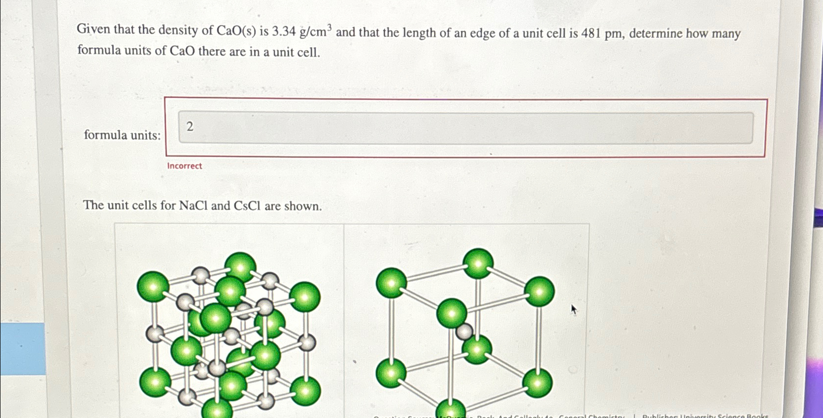 Solved Given that the density of CaO(s) ﻿is 3.34gcm3 ﻿and | Chegg.com