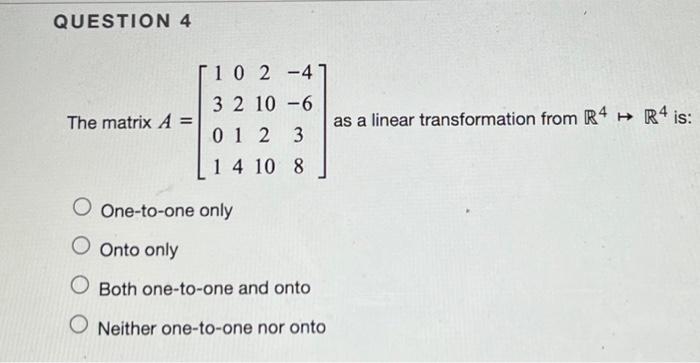 Solved One-to-one only Onto only Both one-to-one and onto | Chegg.com