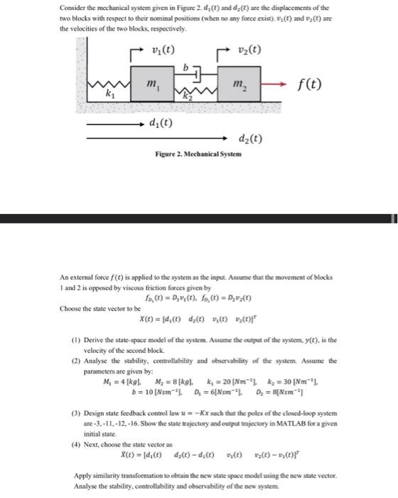 Solved Consider the mechanical system given in Figure 2d1(t) | Chegg.com