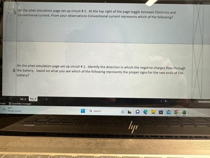 On the phet simulation page set up circuit \# 1. At | Chegg.com