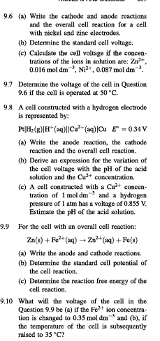 Solved 9.6 (a) ﻿Write the cathode and anode reactionsand the | Chegg.com