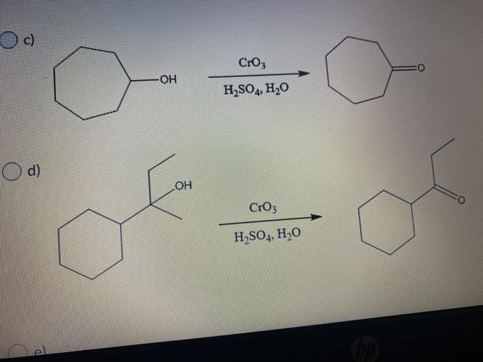 Solved a) а ОН ОН Стоз HSO4, H,0 он b) PCC ОН CH,C12 H с) | Chegg.com