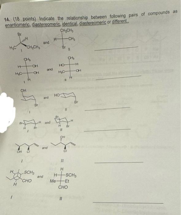 Solved 14. (18 points) Indicate the relationship between | Chegg.com