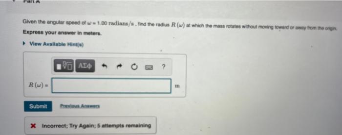 Solved Spinning Mass on a Spring = An object of mass M = | Chegg.com