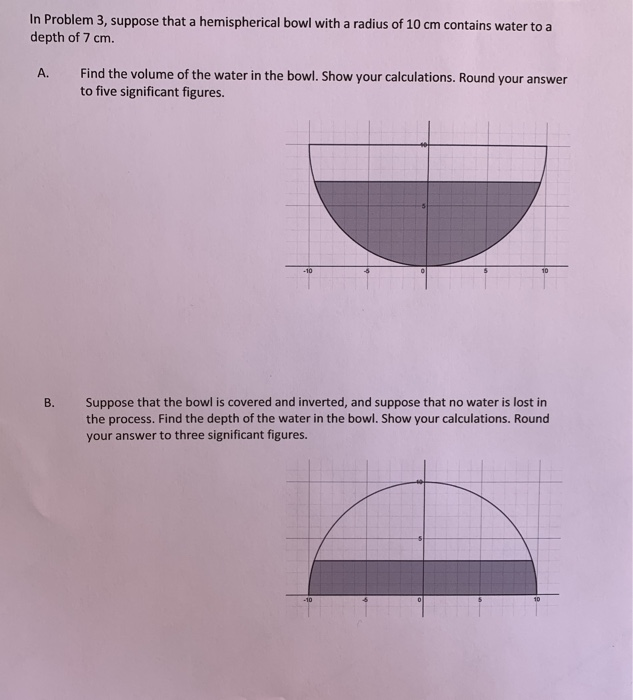 Solved In Problem 3, suppose that a hemispherical bowl with | Chegg.com