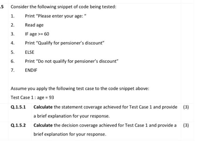 Solved 5 Consider the following snippet of code being | Chegg.com