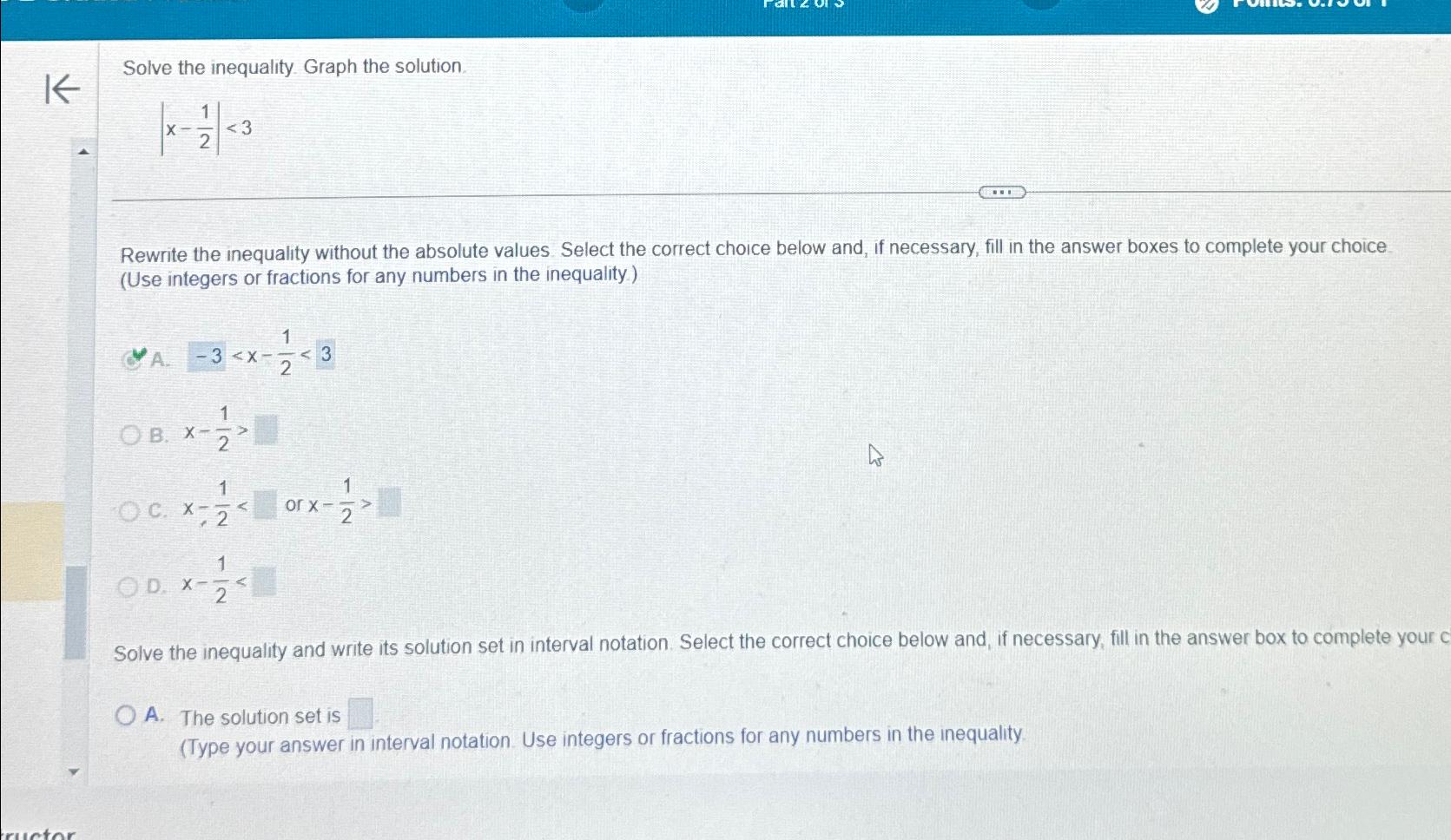 Solved Solve the inequality. Graph the | Chegg.com