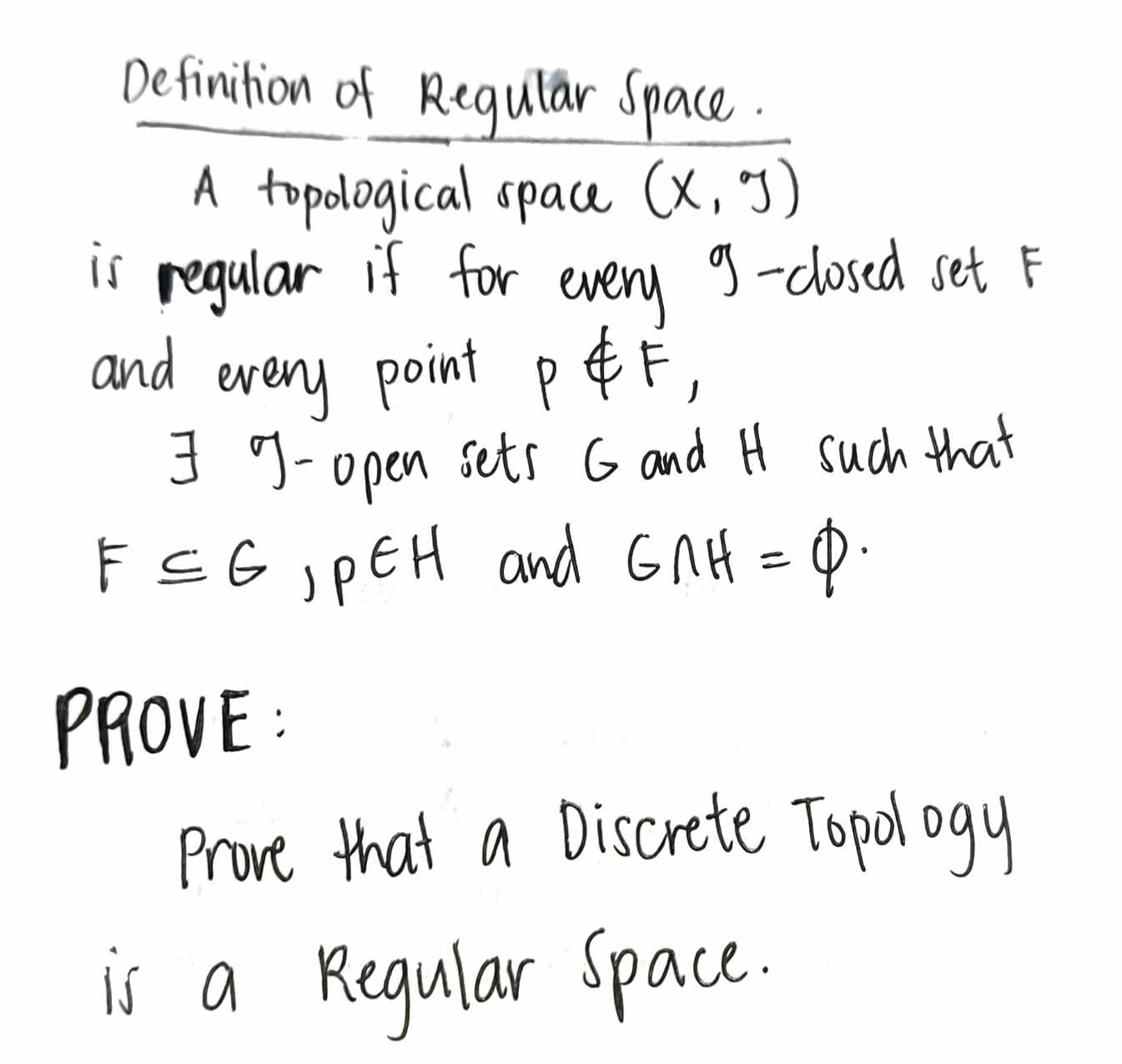 Solved Definition of Regular Space:A topological space | Chegg.com