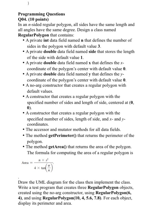 Solved } Programming Questions Q04. (10 points) In an | Chegg.com