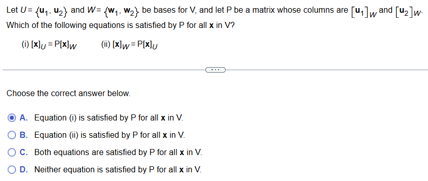 Solved Let U={u_(1),u_(2)} ﻿and W={w_(1),w_(2)} ﻿be bases | Chegg.com