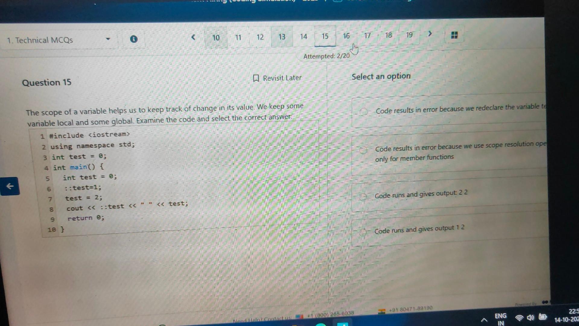 Solved The scope of a variable helps us to keep track of | Chegg.com