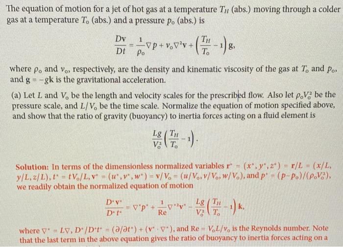 The equation of motion for a jet of hot gas at a | Chegg.com