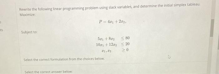 Solved Rewrite the following linear programming problem | Chegg.com