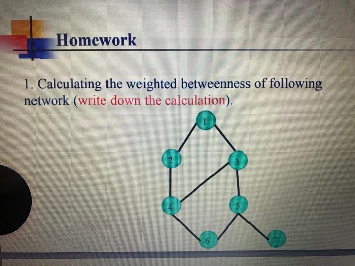 Solved Homework 1. Calculating the weighted betweenness of | Chegg.com