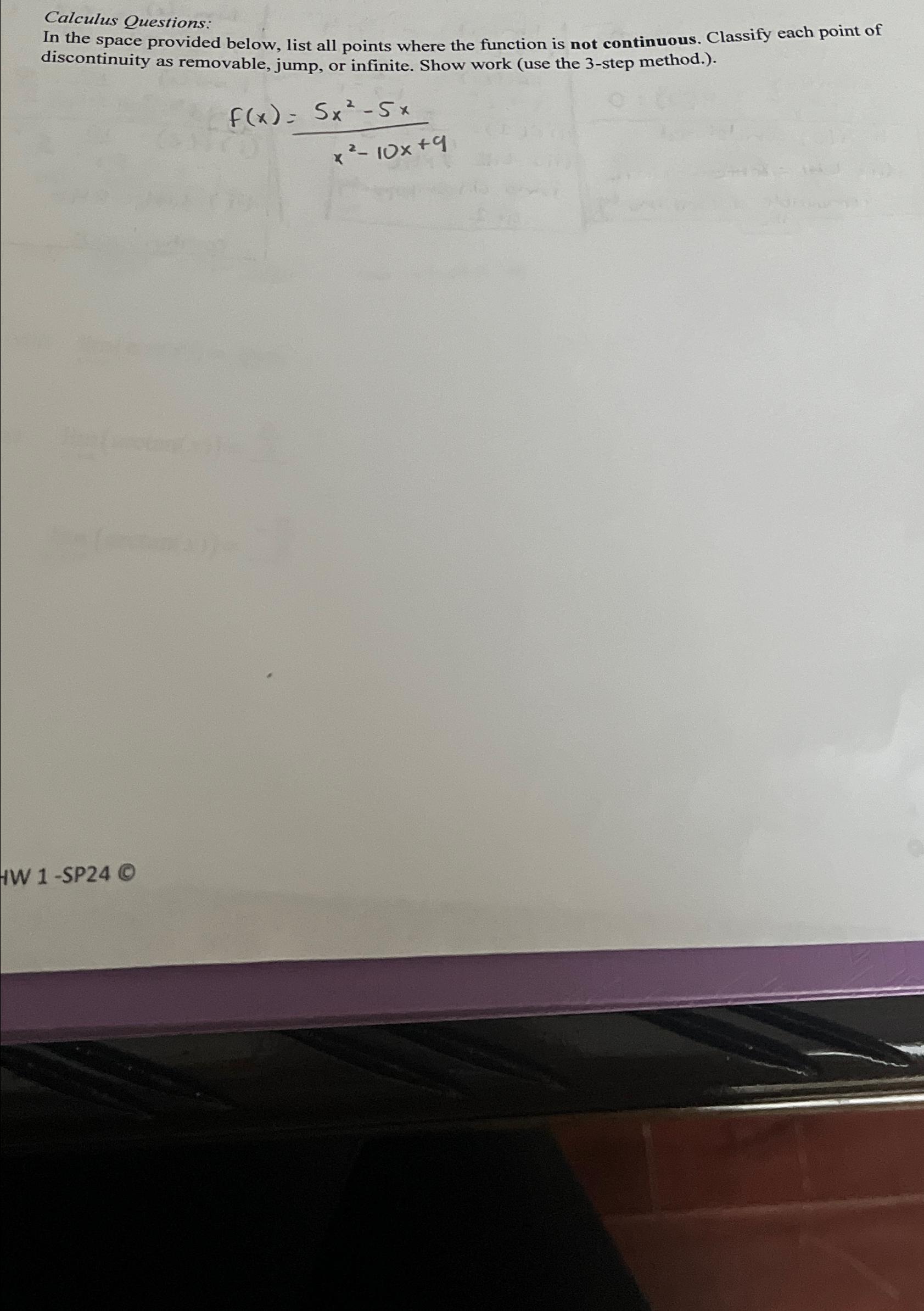 Solved Calculus Questions:In the space provided below, list | Chegg.com