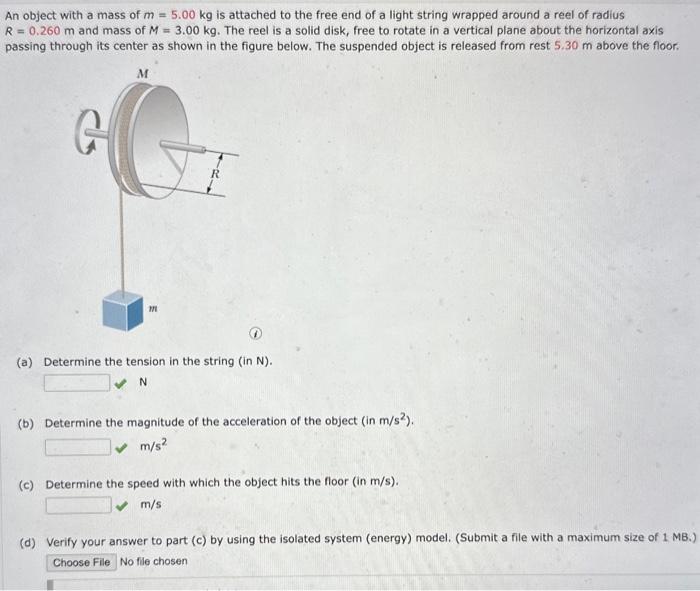 Solved An object with a mass of m=5.00 kg is attached to the | Chegg.com
