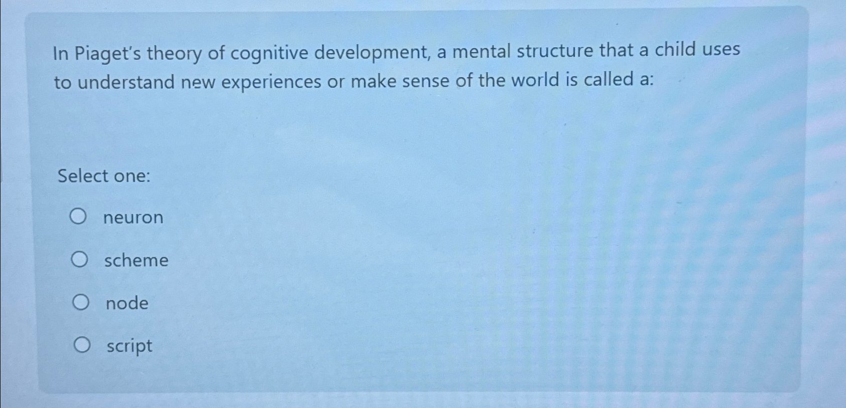 Solved In Piaget's theory of cognitive development, a mental | Chegg.com